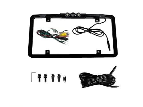 BOYO VISION Ultra-Slim Full-Frame License-Plate Camera with LED Lights and Trajectory Parking Lines (Black), One Size