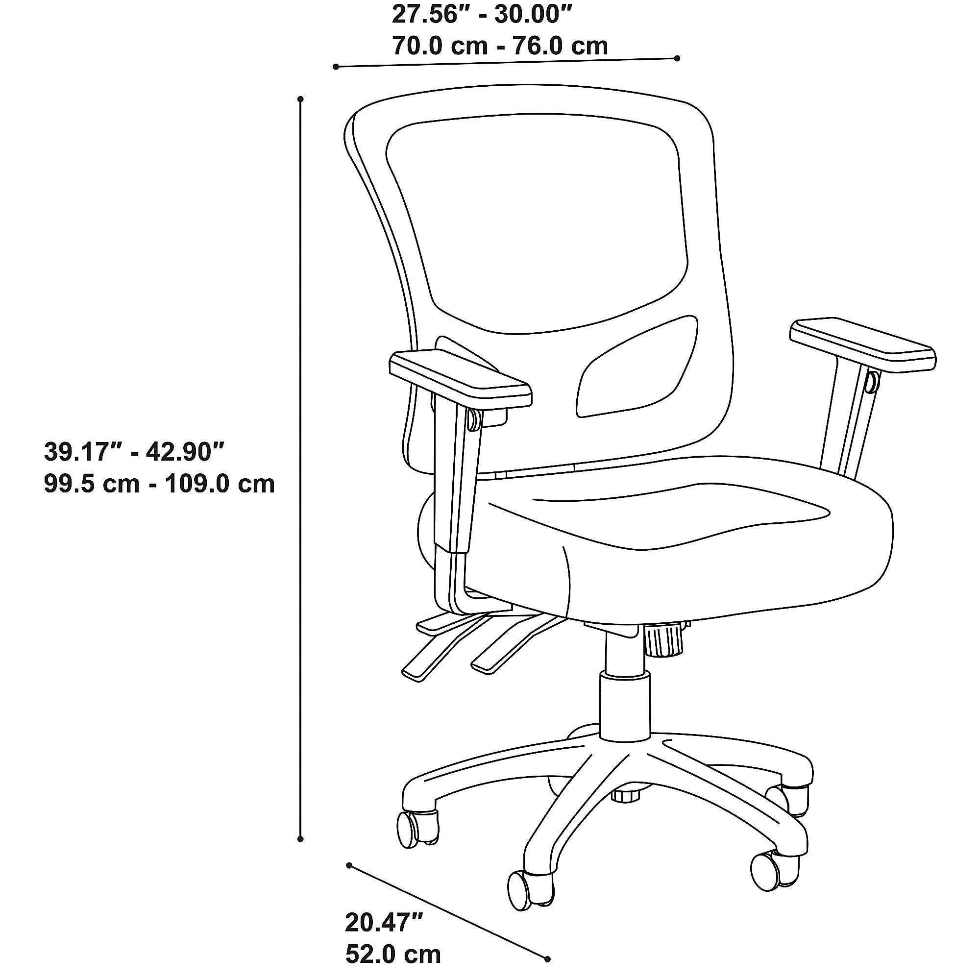Bush Business Furniture Custom Comfort Mid Back Multifunction Mesh Executive Office Chair in Black