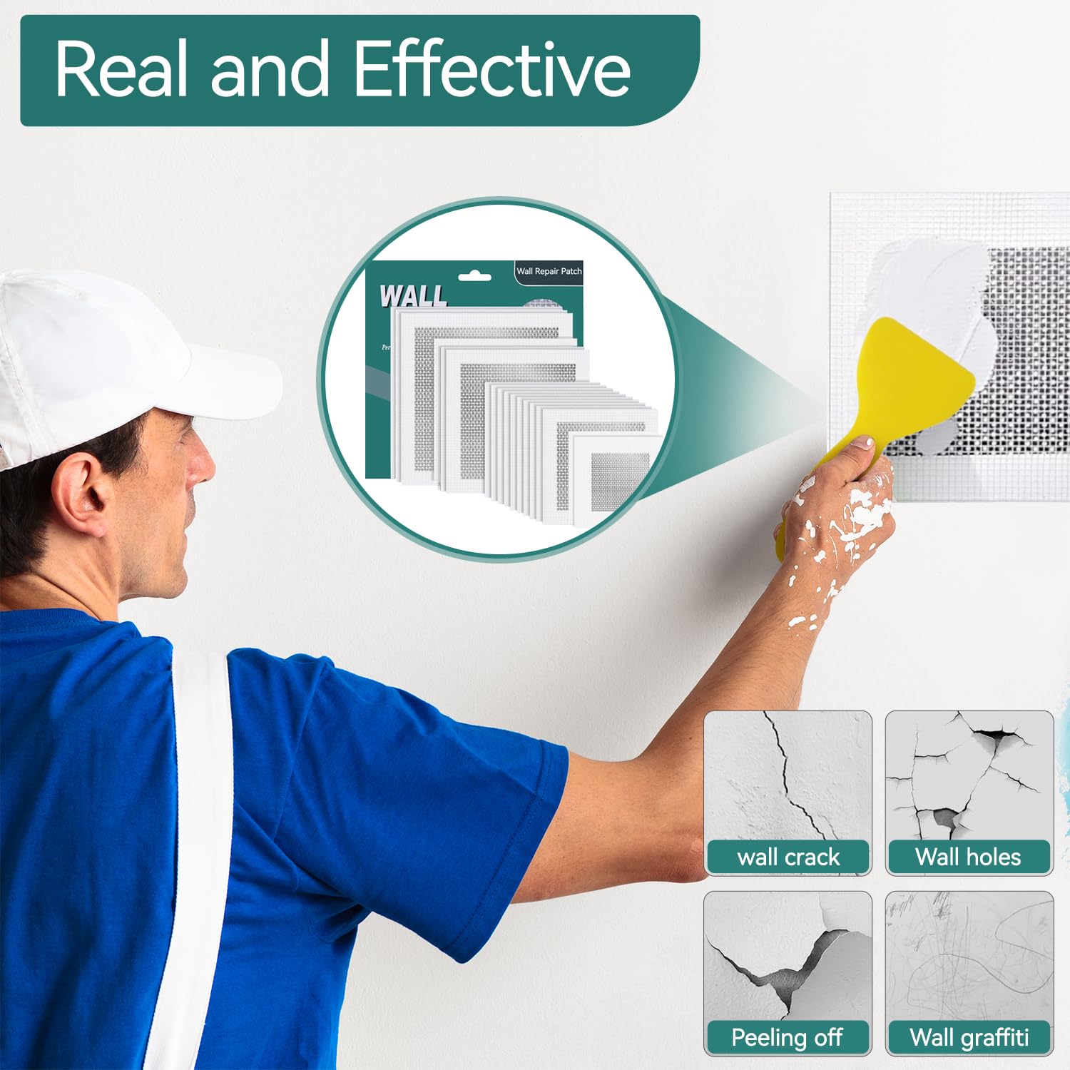 Drywall Repair Patch Kit,18 PCS 2/4/6/8 inch Aluminum Fiber Mesh Spackle Wall Reapair Patch Kit,Quick and Easy to Fix Wall Hole,Wall Hole Repair Patch Kit