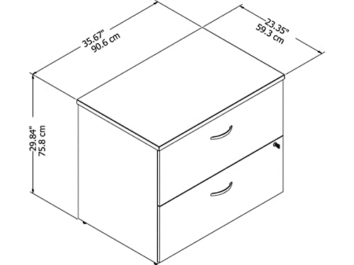 Bush EO109WHSU 2-Drawer Lateral File Cabinet Locking Ltr/Lgl Pure White 35.67-Inch