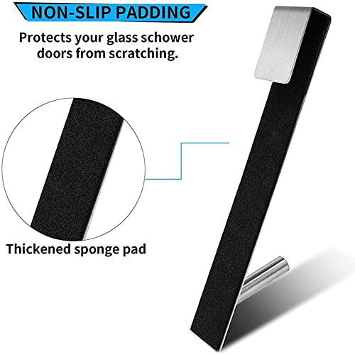 Extended Shower Door Hooks 7-inch, Over Door Hooks for Bathroom Frameless Glass Shower Door,Heavy Duty Rack Hooks, Stainless Steel Towel Hooks,for Robe 2 Pack (Black)