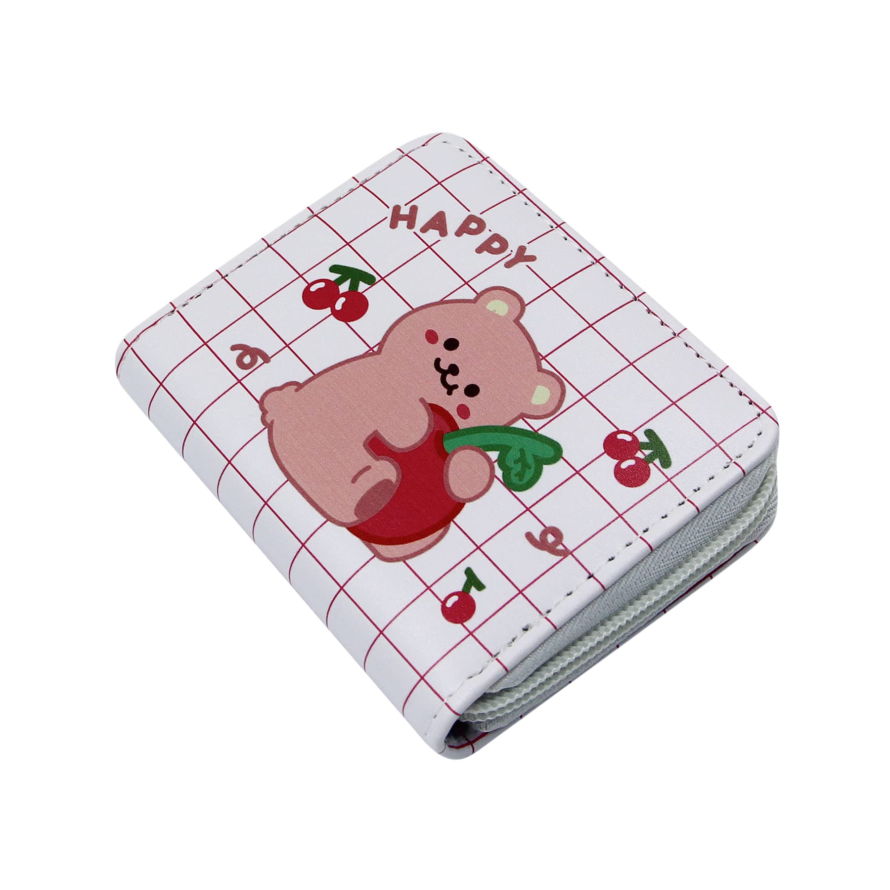 Cute Cartoon Print Slim Wallet for Women Credit Card Holder Small Zip-Around Coin Purse Card Case Organizer