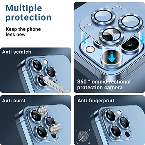 Korecase 2 Pack for iPhone 13 Pro & iPhone 13 Pro Max Camera Lens Protector Metal Tempered Glass Camera Cover,Whole Piece 9H Strong Stickiness Rear Camera Lens Case Friendly - Black