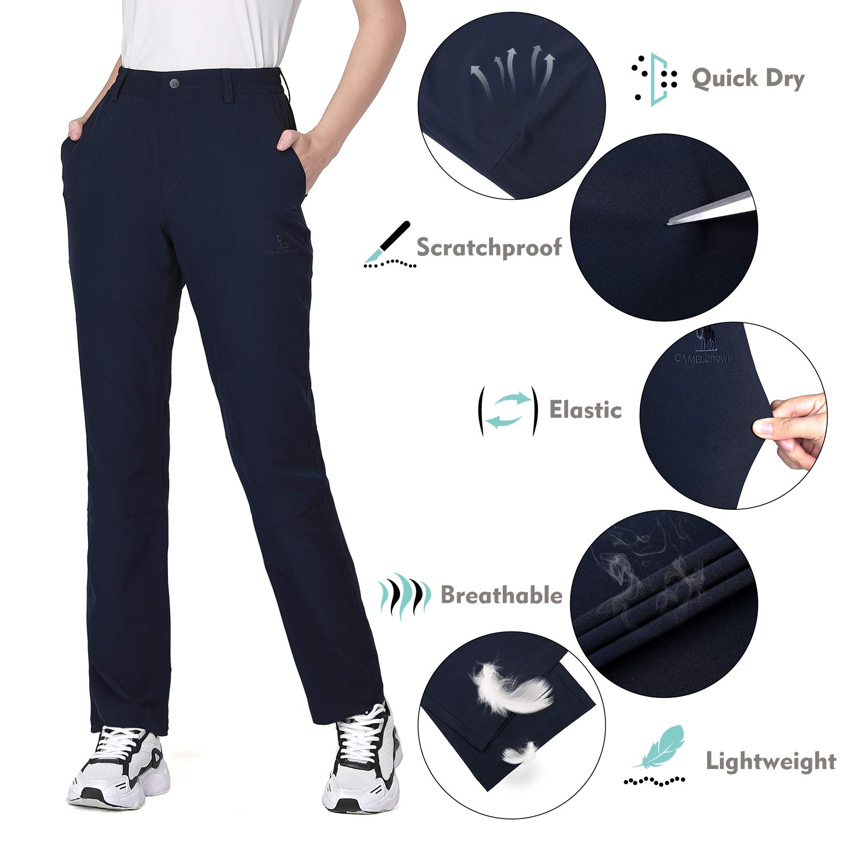 CAMELSPORTS Women Hiking Pants Breathable Quick Dry Cargo Pants Lightweight Travel Trousers Blue