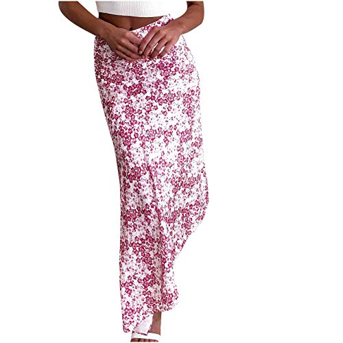 Brown Skirt for Women High Waisted Slim Casual Asymmetrical Fashion Split Midi Party Print Summer Maxi Wedding