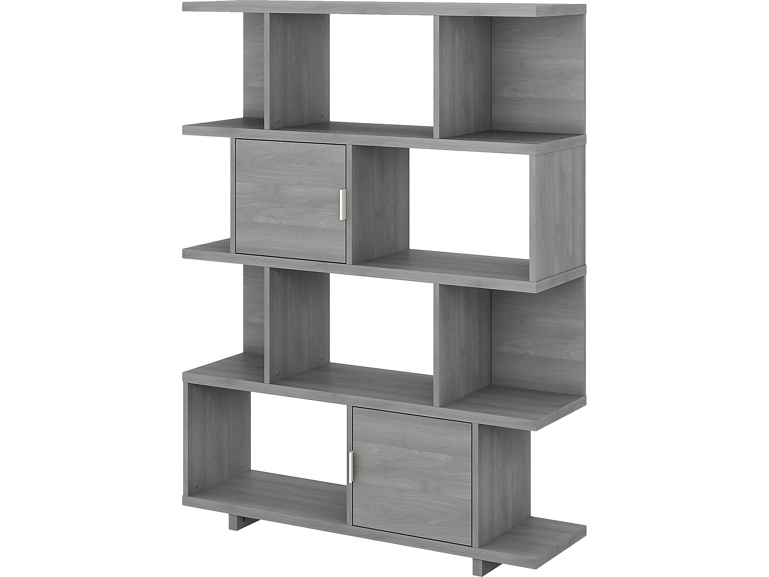 Bush Furniture Madison Avenue Large Geometric Etagere Bookcase with Doors in Modern Gray