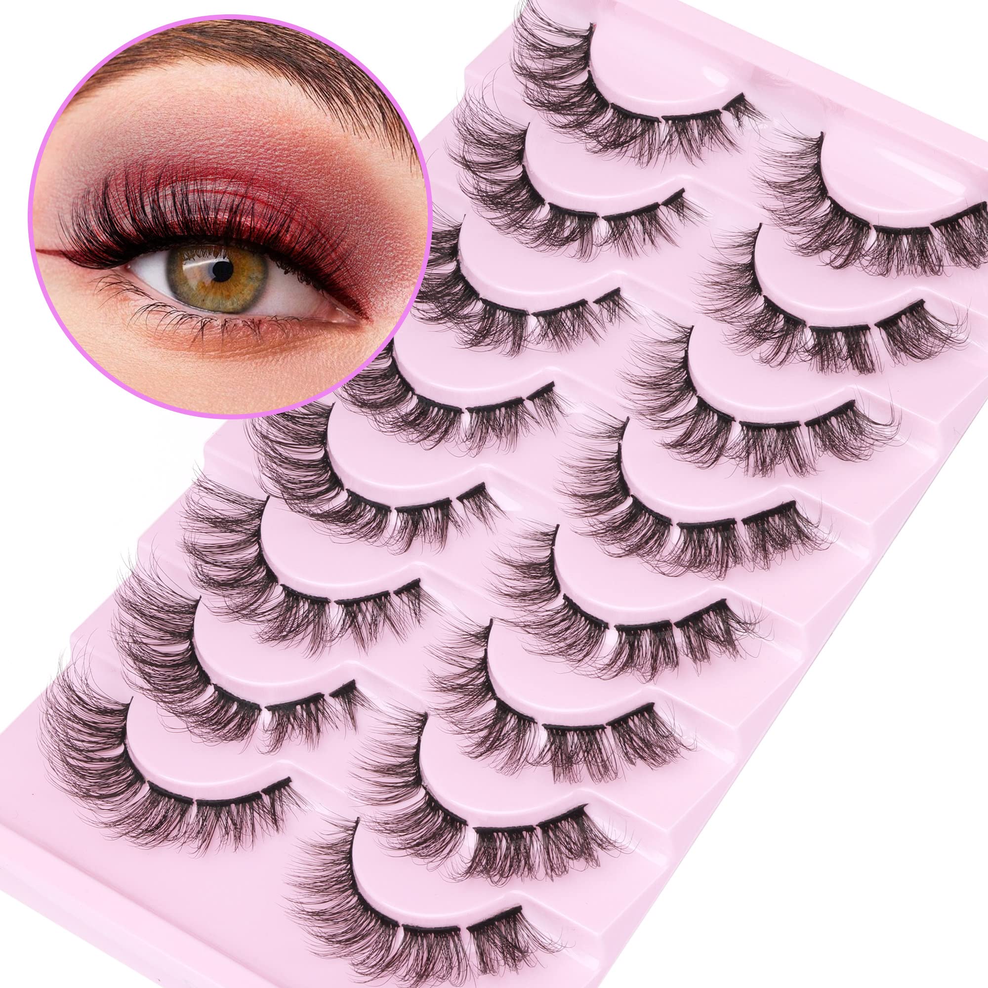 Cluster Lashes Natural Look Wispy False Eyelashes Natural Lash Clusters 8-15MM Individual Lashes Extensions Fluffy Cat Eye False Lashes 8 Pairs