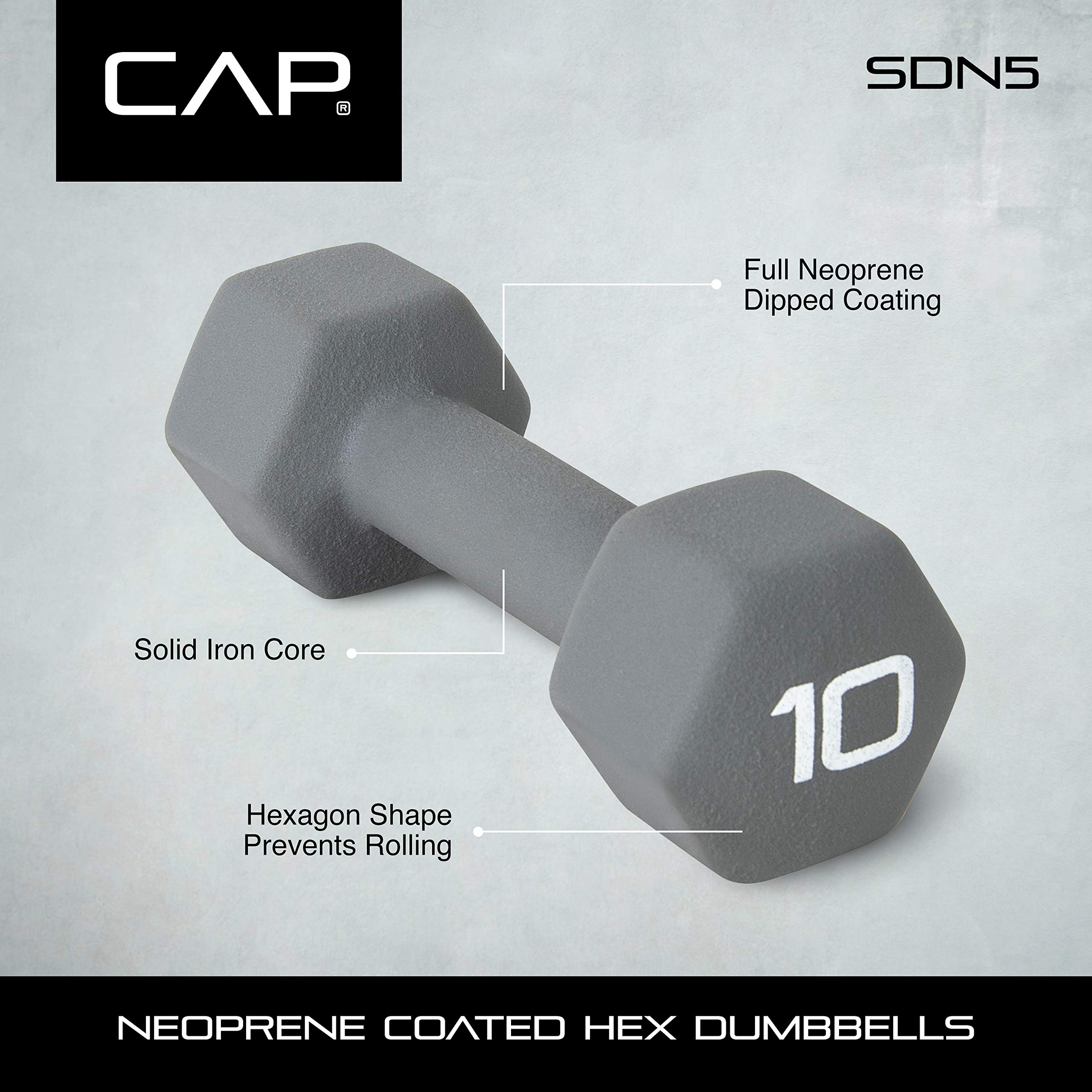 CAP Barbell Neoprene Coated Dumbbell Weights, Single, 12 Lb