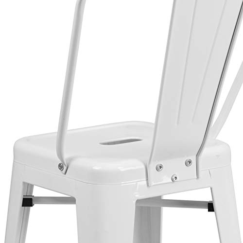 Flash Furniture Commercial Grade 24" High White Metal Indoor-Outdoor Counter Height Stool with Removable Back