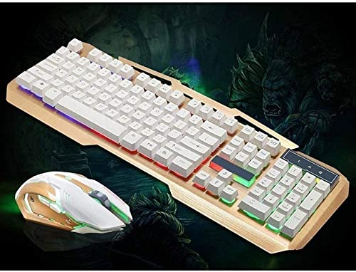 Corsehild Gaming Keyboard USB Wired Keyboard, Ergonomic Water-Resistant Mechanical Keyboard, LED Backlit Keyboard for Desktop, Computer, PC
