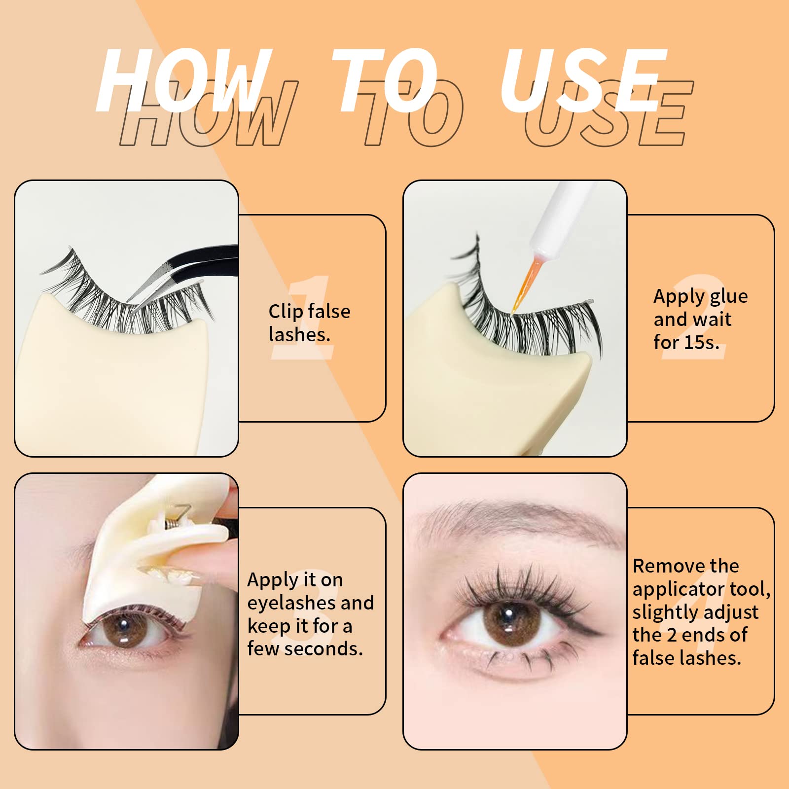 DAGEDA False Eyelash Applicator 2Pcs, False Lash Applicator Tool Lash Clip for Wear Eyelashes and Lash Extensions, Easy to Use Lash Tweezer, Beginner Friendly Lashes Buddy Eye Makeup Tools(Beige)