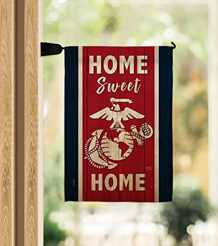 Home Sweet Marine Corps Garden Flag - Set Mailbox Hanger Armed Forces USMC Semper Fi United State American Military Veteran Retire Official - House Banner Small Yard Gift Double-Sided 13 X 18.5