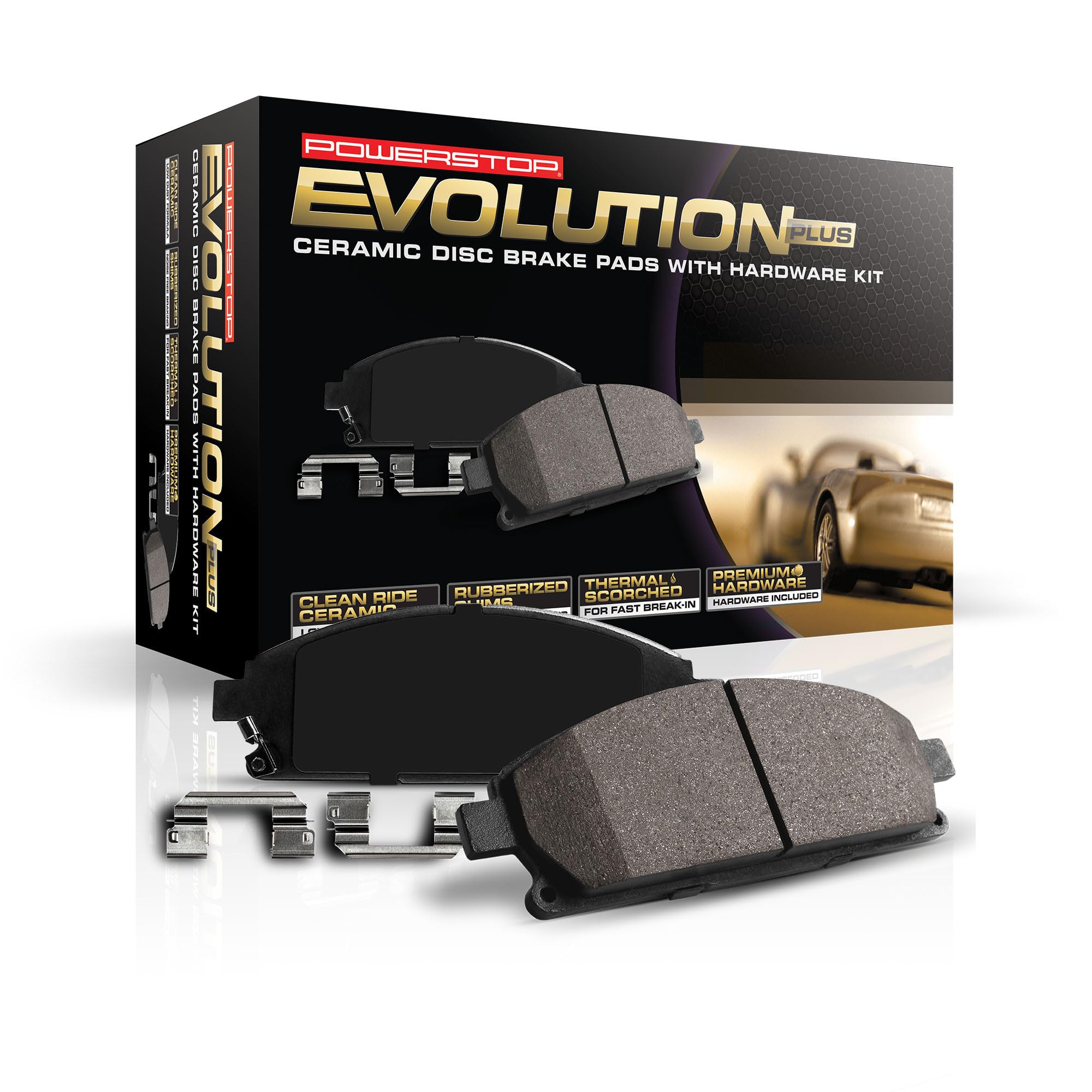 Power Stop 17-2102 Front/Rear Z17 Evolution Ceramic Brake Pads with Hardware For Acura Inte, Acura TLX, Honda Accord, Honda Civic, Honda Insight [Model Specific]