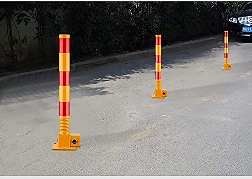 Folding Car Parking Space Lock,with Spring Parking Barrier Post Fold Down Post Barrier Steel Security Posts with Padlock(Yellow 600x70mm)