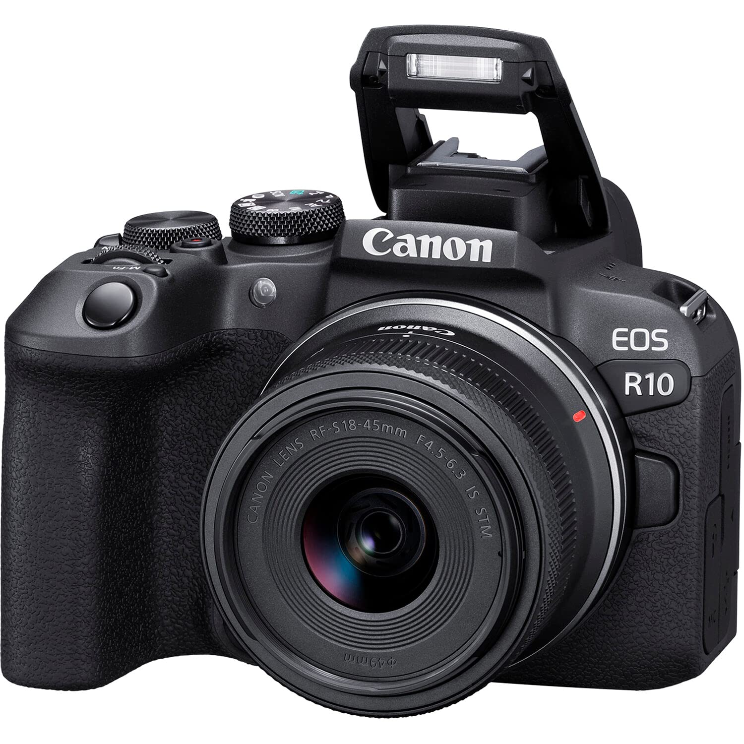 Camera Bundle for Canon EOS R10 Mirrorless Camera with RF-S 18-45mm f/4.5-6.3 is STM, EF 75-300mm f/4-5.6 III Lens, EF-EOS R Lens Adapter + Extra Battery, Pro Microphone + Accessories Kit (Renewed)