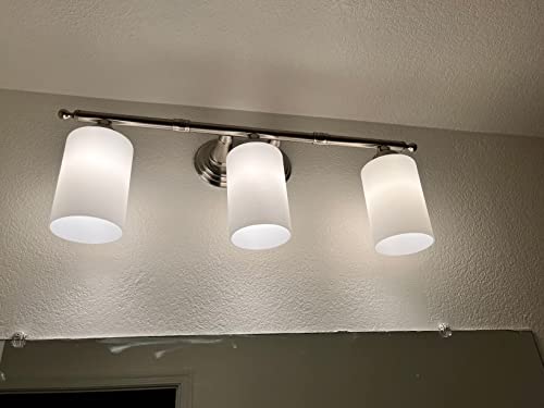 GoldSwift 3 Pack Frosted Opal White Glass Lamp Shade Replacement Globe & Covers for Light Fixtures, 6" Tall, 1-5/8 inch Fitter, Soft White Cylinder Glass Shade for Chandelier Pendant Wall Sconces