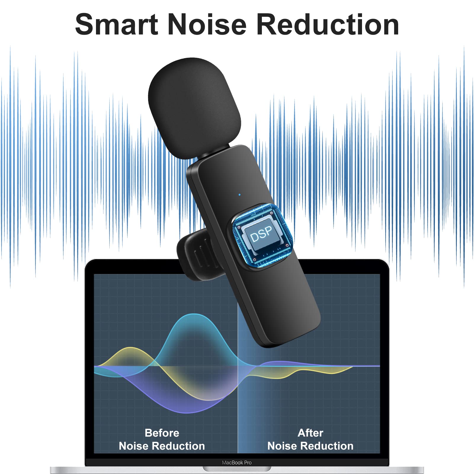 BZXZB Wireless Microphone for Camera/Computer/Laptop/MacBook/Phone, Professional Lavalier Lapel Mic for Video Recording, YouTube, Vlog, Tiktok, Interview