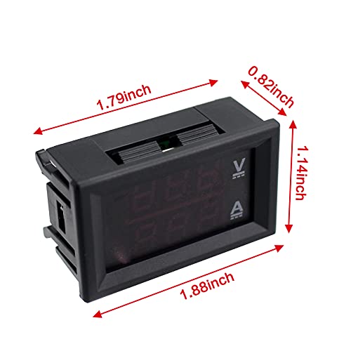 Digital Voltmeter and Ammeter 100V 10A, Volt Meter Led Display 3 bits Red and Blue, Voltage and Current Monitor of The Electronic Circuit, Measure Instrument