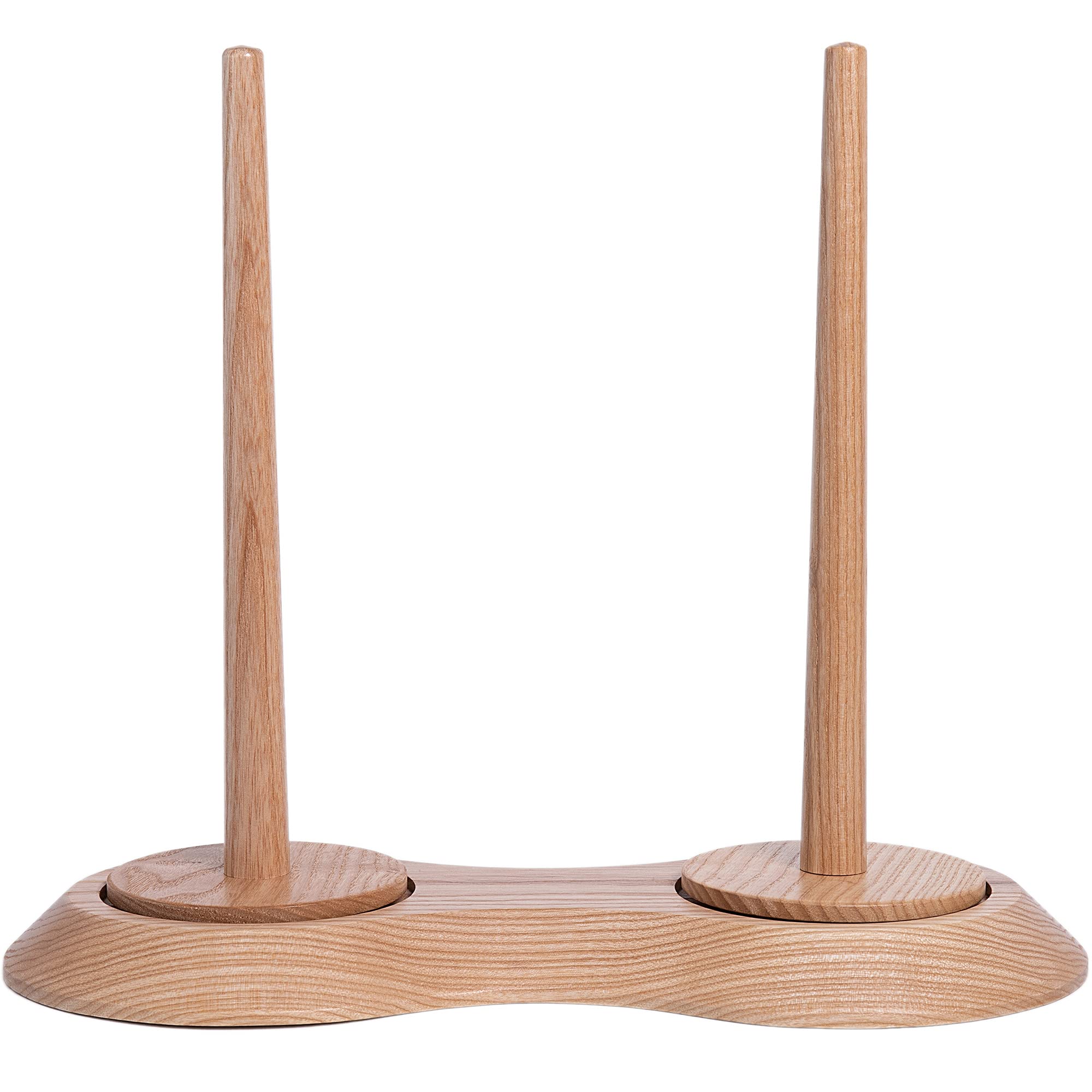 LABORWOOD Wooden Yarn Double Holder 6x13x11 with 2 Spindles Knit Smooth Twirling Mechanism Spinning Winder Separator Stable Storage Dispenser for Crochet Knitting Gift Accessories Chrocheting(Apricot)