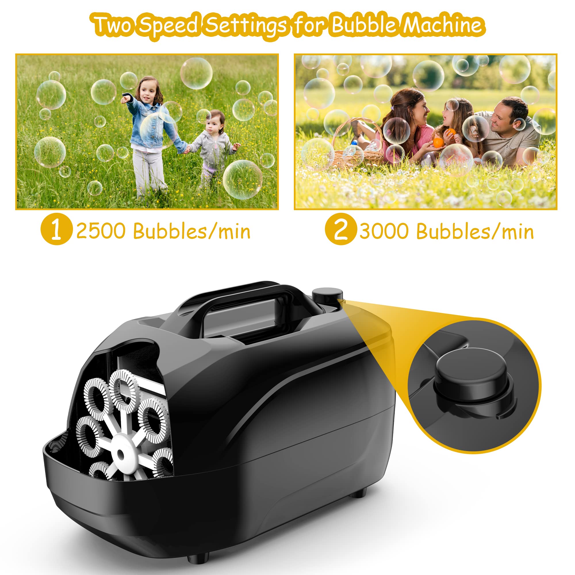 Bubble Machine, Automatic Bubble Maker for Kids, Portable Bubble Blower for Outdoor Indoor Party Wedding, Bubble Blower Machine Powered by USB or Batteries