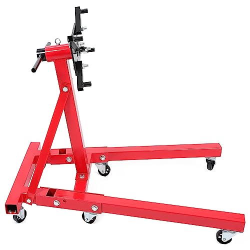 KUAFU Universal 360 Degree Rotating Engine Stand Adjustable Mounting Head Folding Frame for Auto Truck Motor Hoist Repair Jack 2000LBS Capacity Heavy Duty Steel-RED