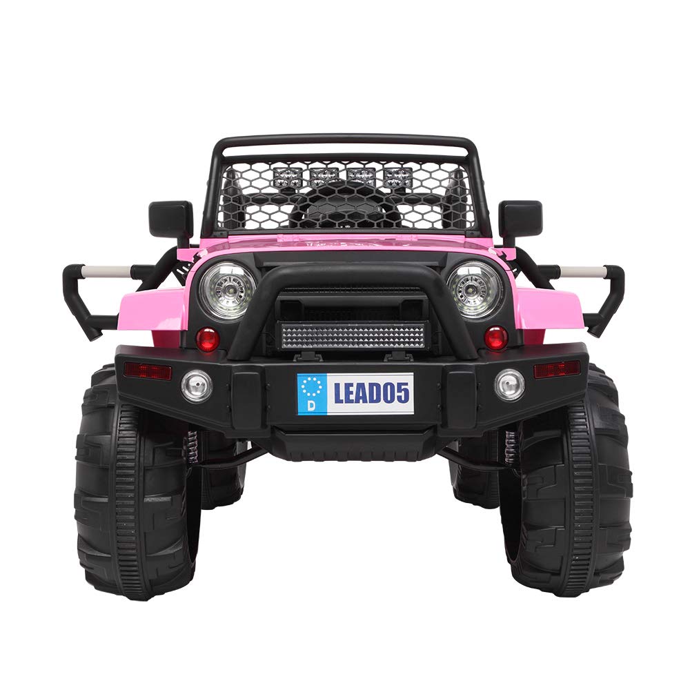 VALUE BOX Extra Larger Ride On Truck, 12V Battery Electric Kids Toddler Motorized Vehicles Toy Car w/Remote Control, 3 Speeds, Spring Suspension, Seat Belts, LED Lights and Realistic Horns (Pink)