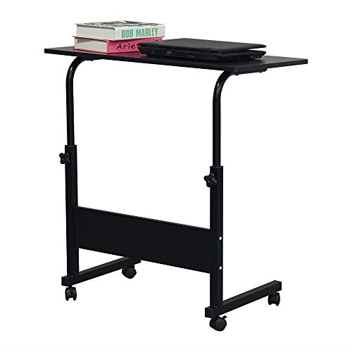 C Table with Wheels for Couch Bed Recliner, Side Table for Couch, Sofa Side Table Desk with Wheels, Tray Table Portable Side Table for Bed, Table Laptop Cart, Height Adjustable Coffee Snack Table