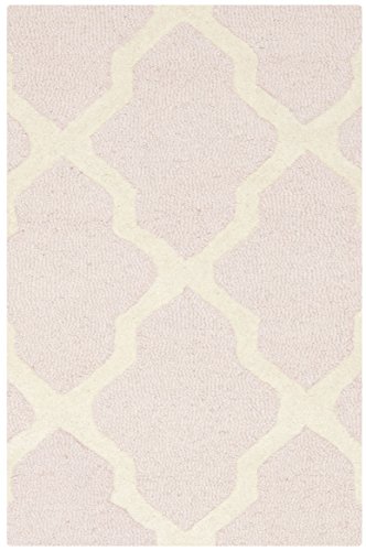 SAFAVIEH Cambridge Collection 2' x 3' Light Pink / Ivory CAM121M Handmade Trellis Premium Wool Accent Rug