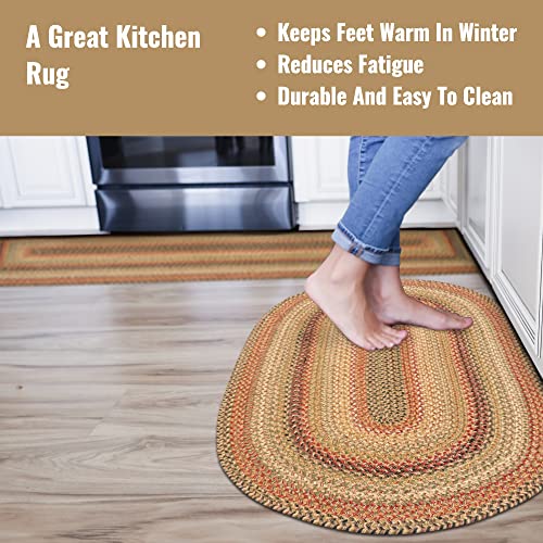 Homespice 20x30” Multi Color Oval Braided Rug. Kingston Brown and White Jute Oval Rug. Uses- Entryway Rugs, Kitchen Rugs, Bathroom Rugs. Reversible, Rustic, Country, Primitive, Farmhouse Decor Rug