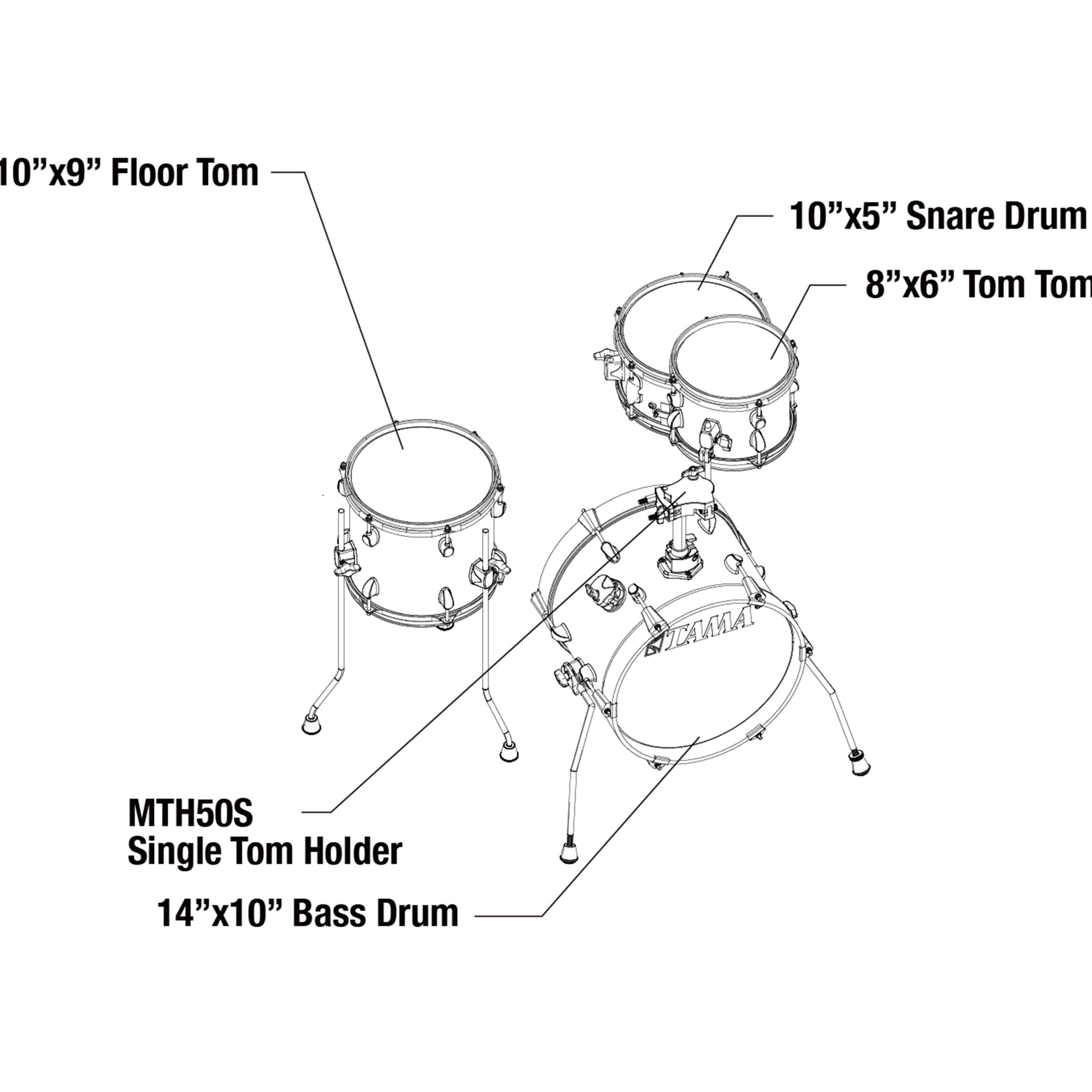 Tama Club-Jam Flyer LJK44S 4-piece Shell Pack with Snare Drum - Aqua Blue