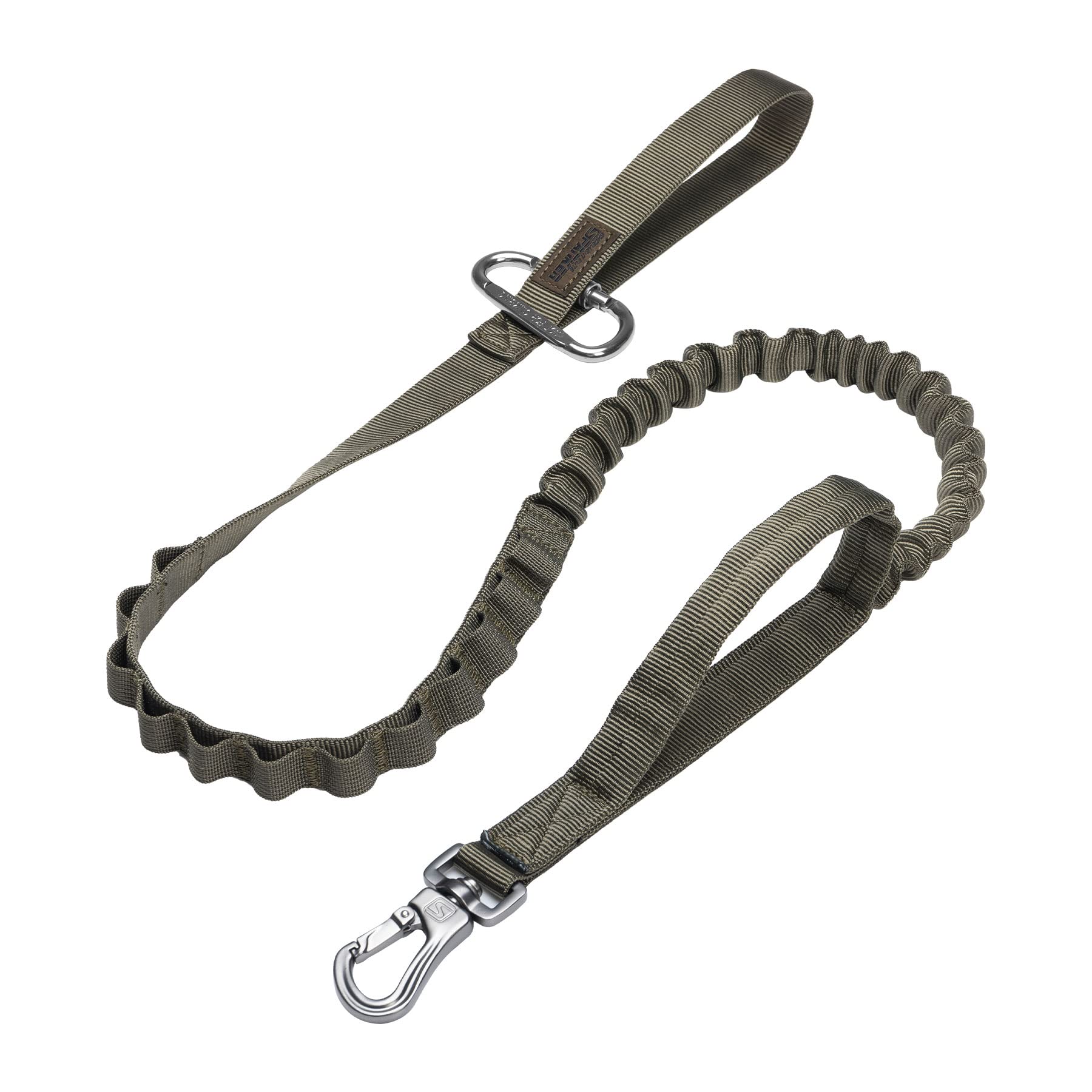 Excellent Elite Spanker Tactical Bungee Dog Leash Military Adjustable Dog Leash Quick Release Elastic Leads Rope with 2 Control Handle(Ranger Green)