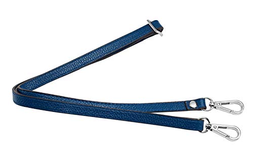VanEnjoy Full Grain Leather Adjustable Replacement Strap Cross Body Bag Purse, 26-51 inch Gold Hardware 1.2 CM Width (Blue-Silver Buckles)