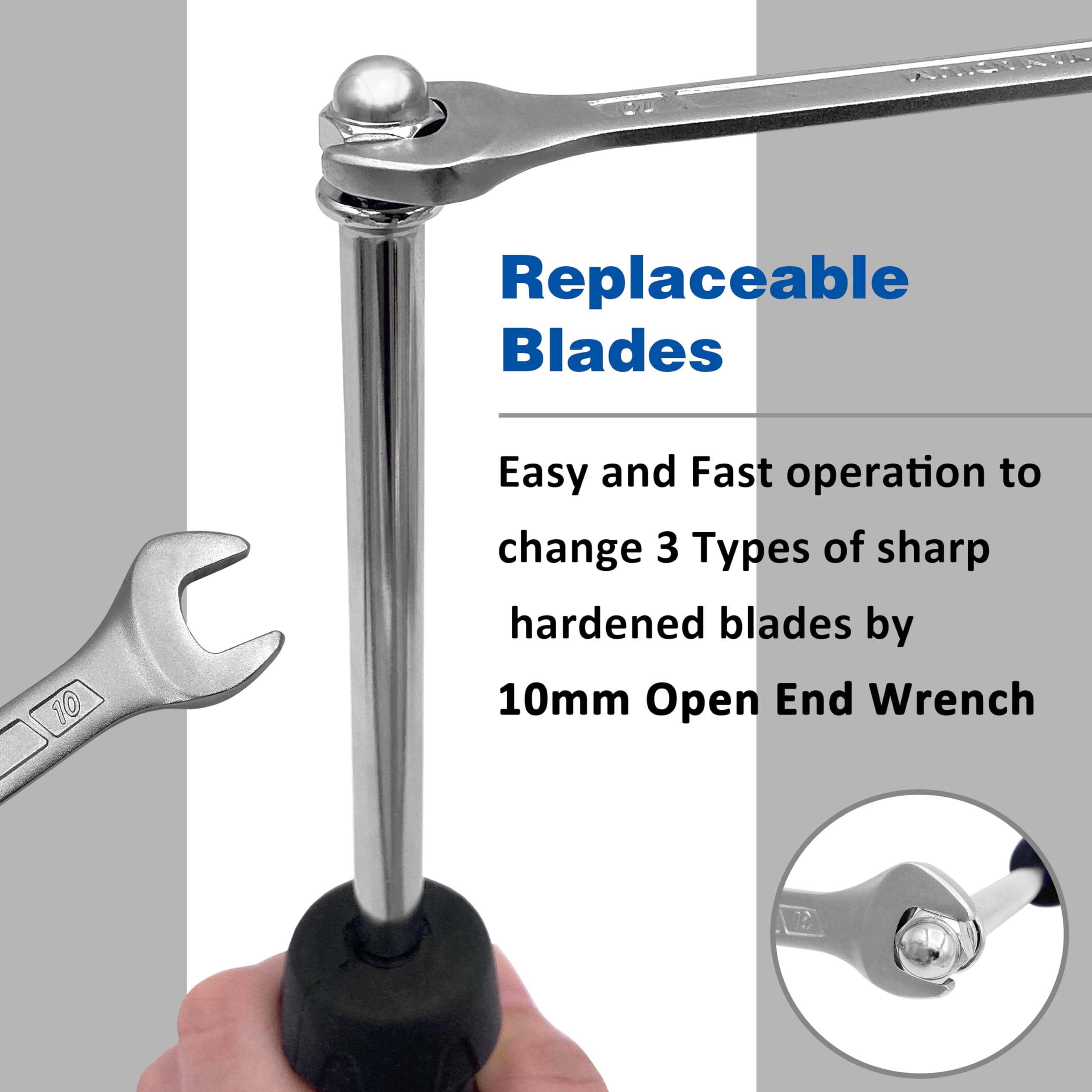 CHILI Tools 3PC. Stainless Steel Shave Hook Replacement Blades (Triangle + Combination + Heart), Made In Taiwan