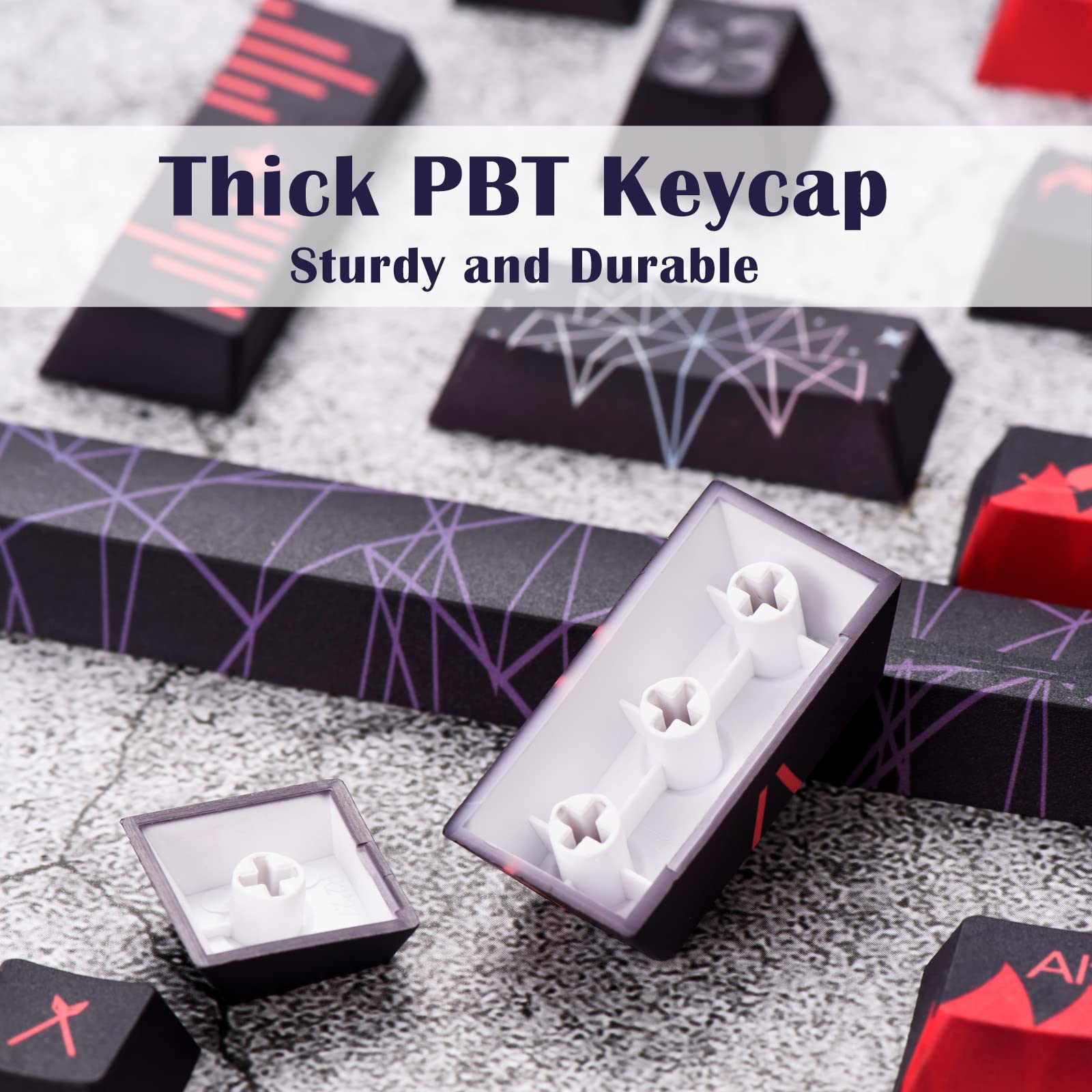 CalamariKey Dark Blue Keycaps,PBT Dye Sub Keycaps Set for Mechanical Gaming Keyboards 123 Keys US English Layout