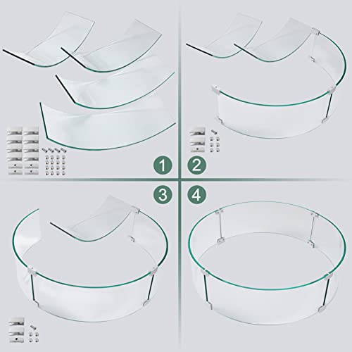 GASPRO 23" x 8" Glass Wind Guard for Round Fire Pit Table, Thick and Tall Tempered Glass Panel with Hard Aluminum Corner Bracket & Feet, Easy to Assemble