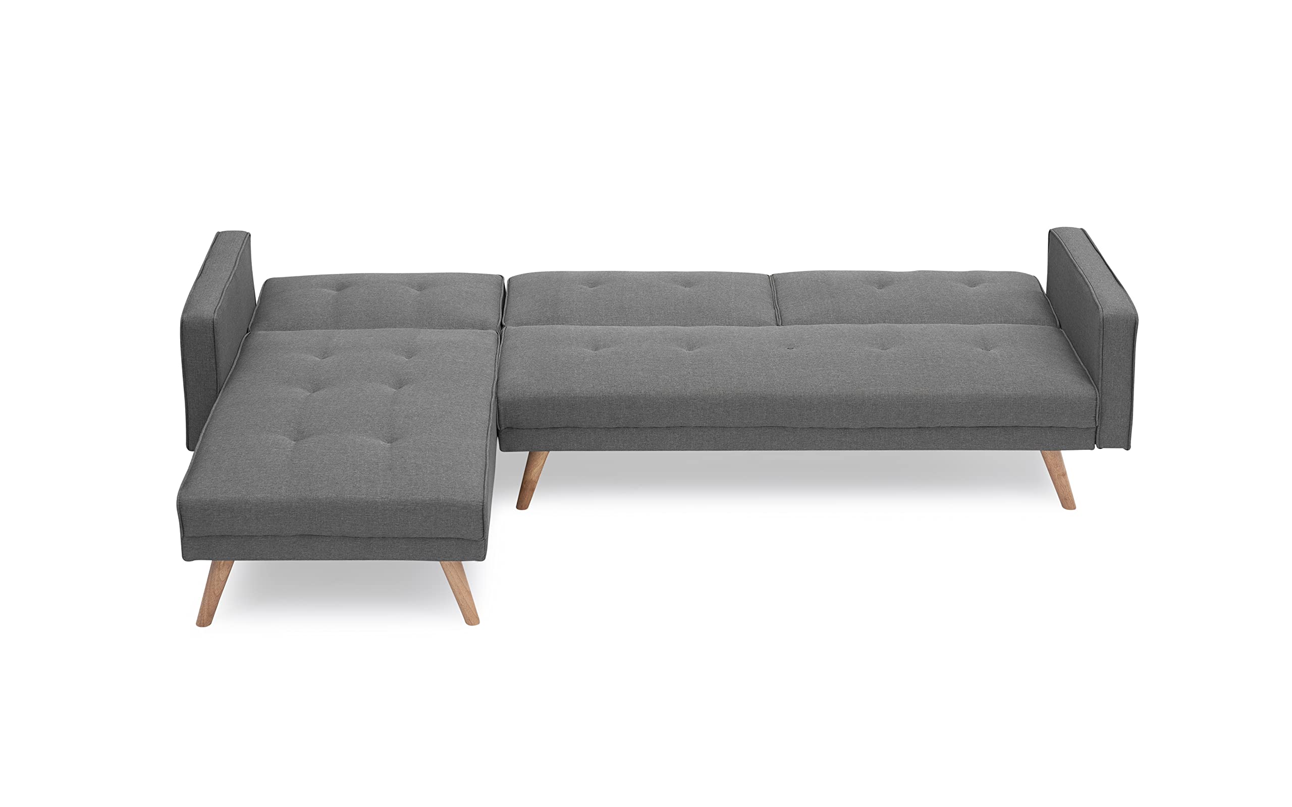 Eafurn L-Shaped Sectional Sofa with Adjustable Backrest and Chaise Lounge,3 Seat Upholstered Sleeper Futon Couch with Solid Wood Legs, Left Hand Facing Tufted Seater Sofa & Couch with 5 Pillows