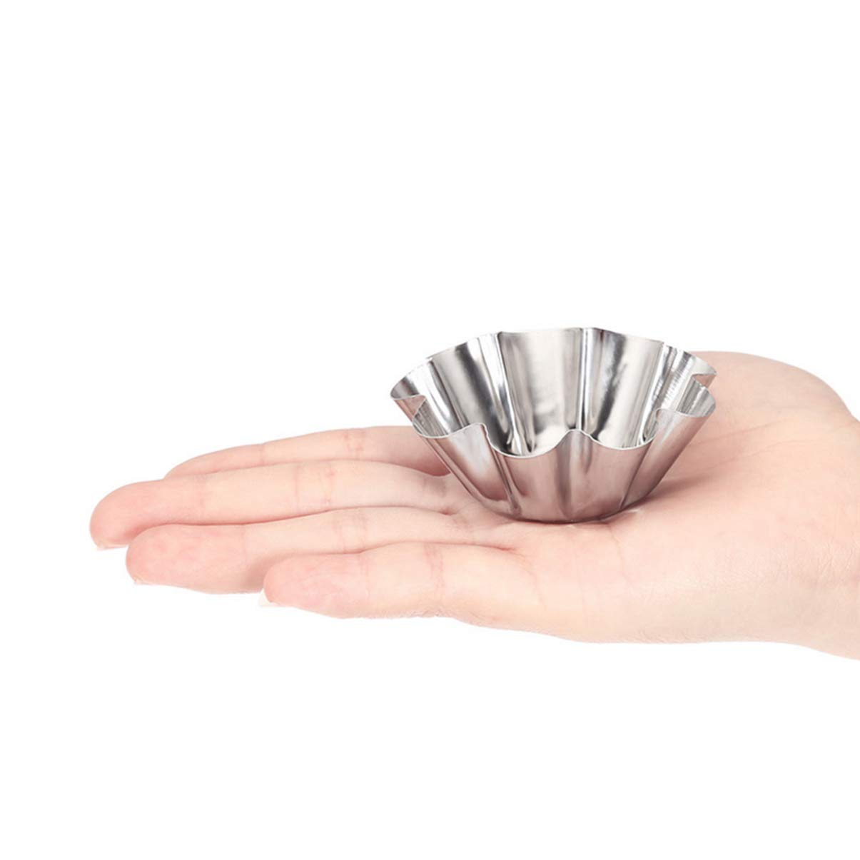 DOITOOL Baking Cup Cupcake Liners 12Pcs Delicate Stainless Steel Useful Tart Pans Flower Reusable Cupcake Muffin Baking Cup Mold for Kitchen(Silver)