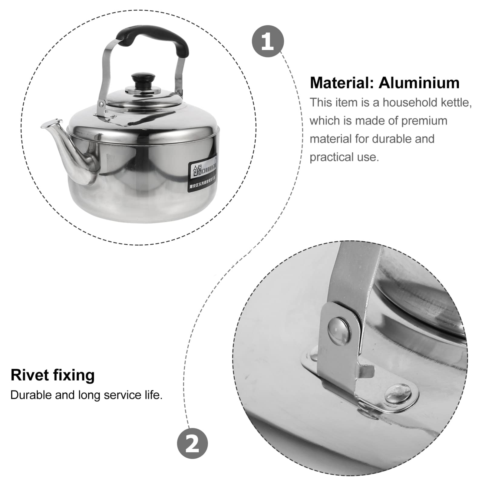 Cabilock 5L Whistling Tea Kettle Stainless Steel Tea Pot Ergonomic Handle Tea Water Pot Kitchen Stovetop Kettle for Home