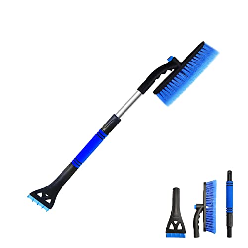 Fekey&JF 25" Snow Brush and Ice Scraper for Car, 2 in 1 Detachable Extendable Snow Cleaner Ice Scraper for Car Windshield with Ergonomic Foam Grip Handle, Ideal for Cars, Trucks, SUVs
