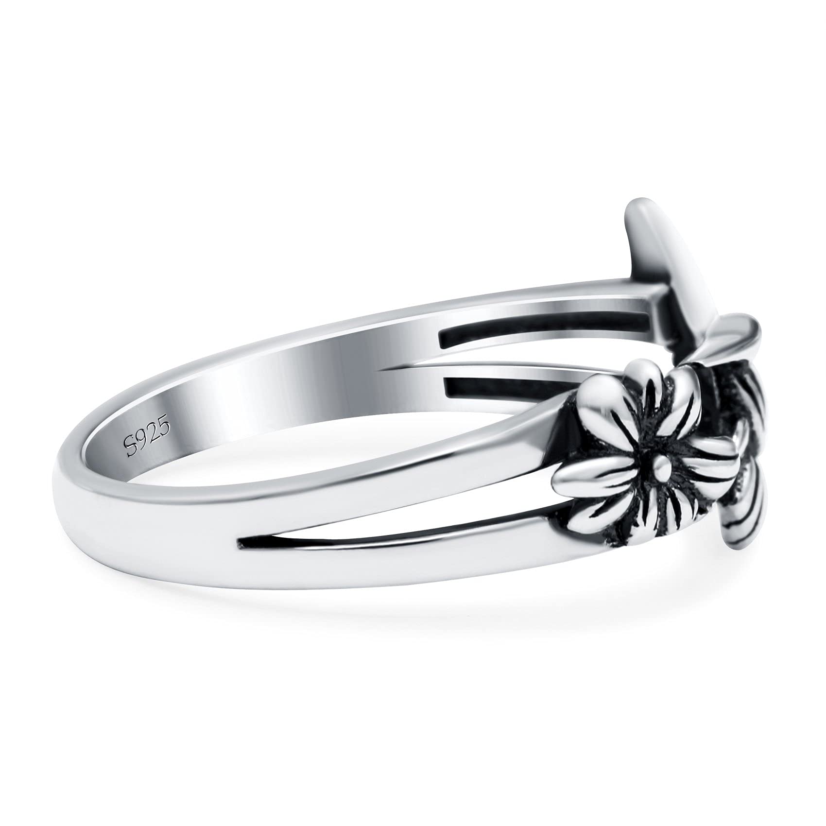 Blue Apple Co. Sterling Silver Size-8 Hummingbird Ring Oxidized Band Solid 925 Sterling Silver Thumb Ring