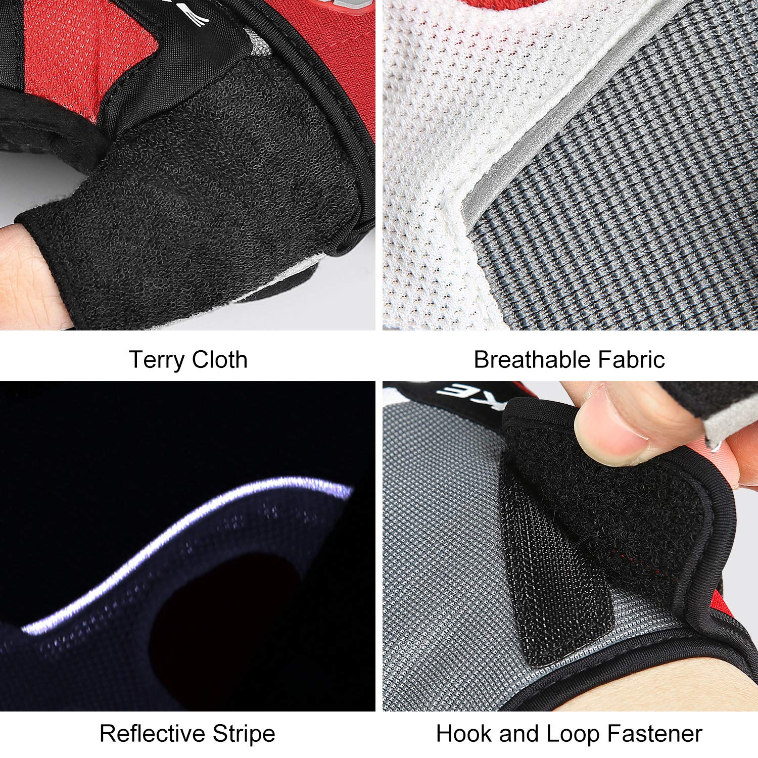 INBIKE 5mm Gel Pad Half Finger Bike Bicycle Cycling Gloves Red X-Large