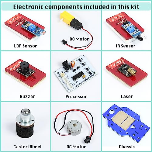 ButterflyEdufields STEM Robotics Projects Kit 10in1 Robots with Sensors for Ages 8-12 Electronics Engineering Kit with Circuit Board for Kids | Homeschooling | 50+ Parts