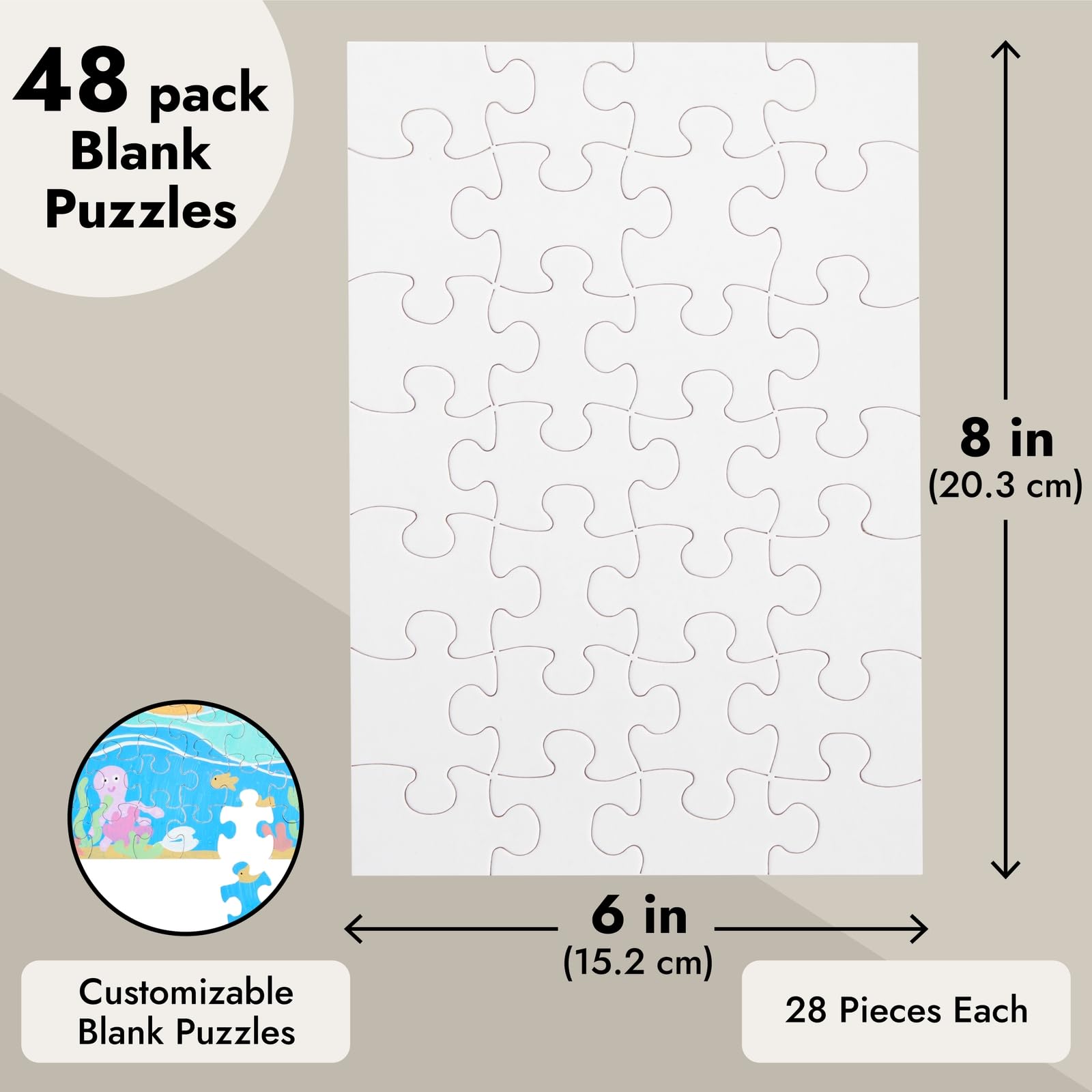 Juvale 48 Sheets Blank Puzzles to Draw On Bulk – 6x8 inch Make Your Own Jigsaw Puzzle for Kids Crafts Projects (28 Pieces Each)