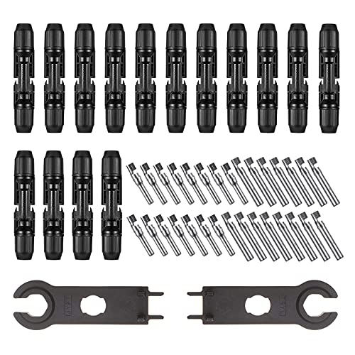 CGCWW Solar Connectors Assembly Tools, 15Pairs Solar Panel PV Cable Connectors with 1Pair Spanners, Solar Crimping Tools Kit