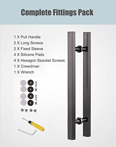 Heavy Duty Commercial Sliding Glass Barn Door Handle Pull, H-molding Contemporary Interior Exterior Door Pull Push Handles, 20/23/32/47/59inch Long, Back-to-Back Mount (Matte Black 120cm/47.2in)