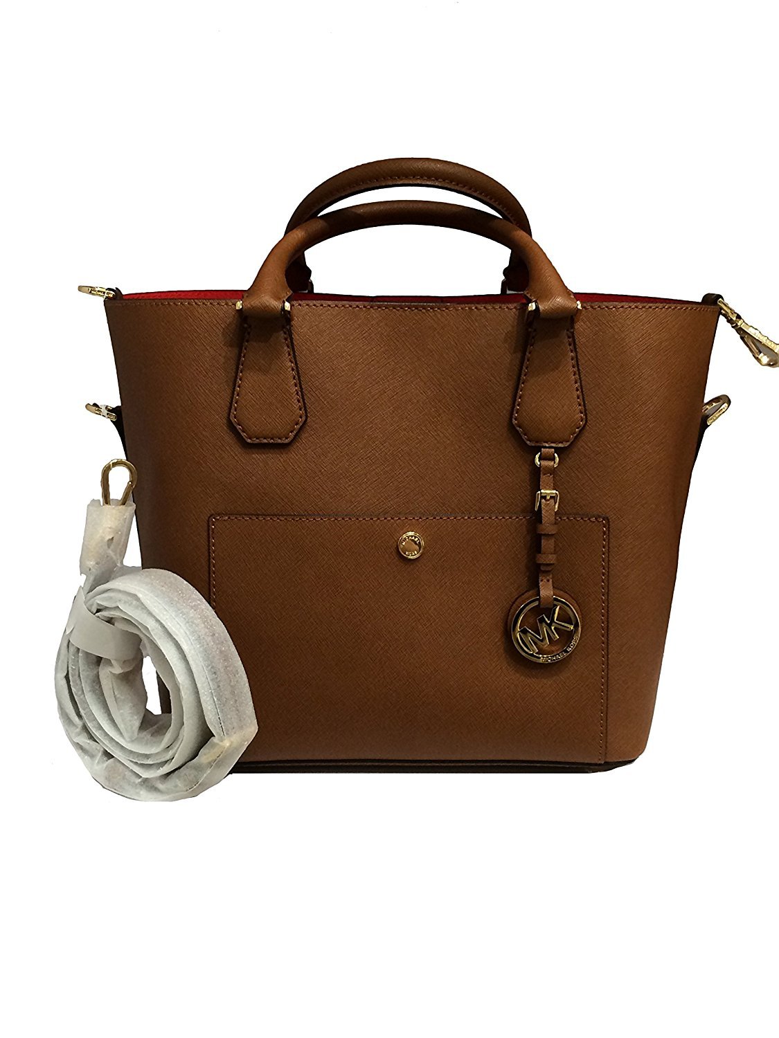 Michael Kors Greenwich Large Saffiano Leather Grab Bag Navy (Brown)