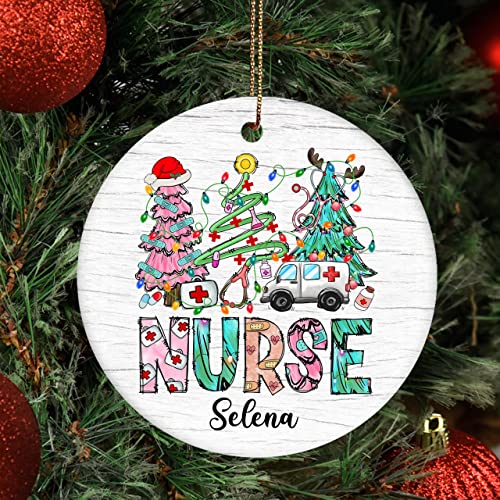 ColorfulParrot Custom Nurse Stethoscope Christmas Ornament, Nurse Ornament, Stethoscope Ornament, Nursing Assistant Gifts JWyM 1