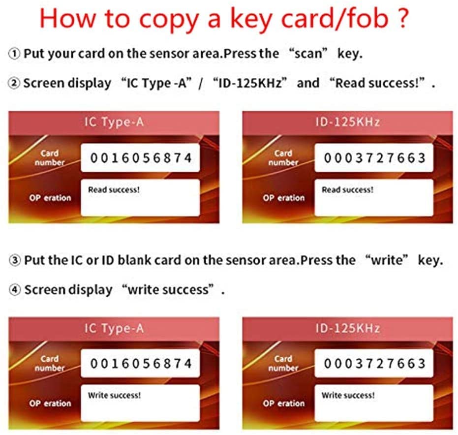 DeleNd RFID Copier Writer Readers Key Copier Duplicator English 10 Frequency Programmer for IC ID Cards/Key Fob and 13.56mhz UID Key, White, 300CD