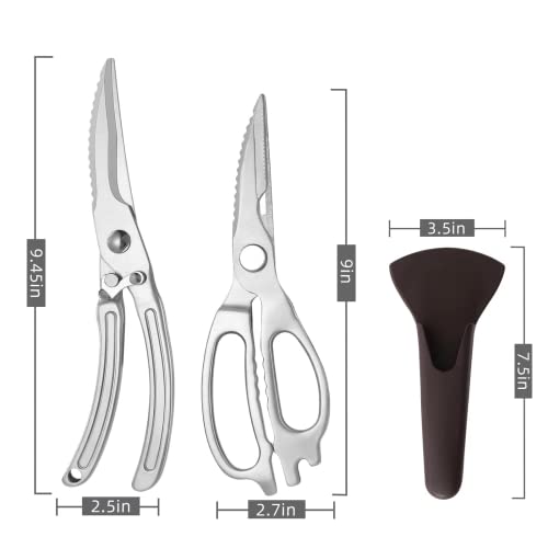 Heavy Duty Forged Poultry Shears,SinYe All PurPose Kitchen Shears with Magnetic Holder for Fridge,Pack of 2