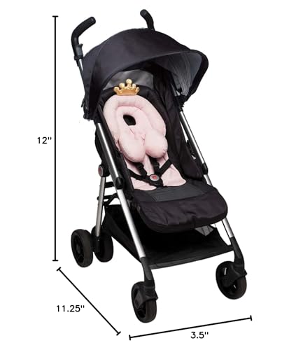 Boppy Preferred Head and Neck Support, Pink Princess with Adorable Accents, Removable Neck Support, for 3- or 5-point Harness systems, For Strollers and Swings, 0+ months